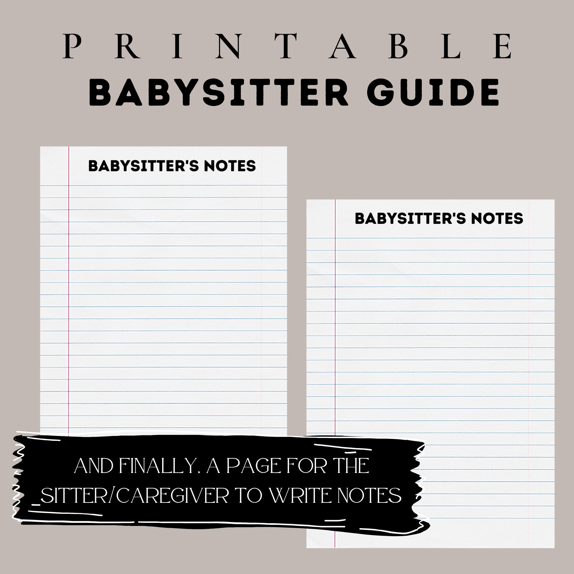 Babysitter's Guide - Caregiver Binder - Nanny Kit - Childcare Notes ...
