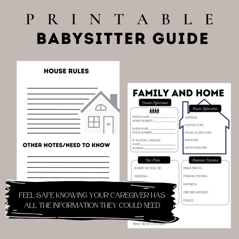 Babysitter's Guide - Caregiver Binder - Nanny Kit - Childcare Notes ...