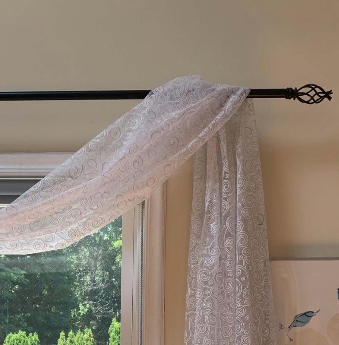 Home Decor Embossed Metallic Sheer Scarf Valance holiday - Etsy