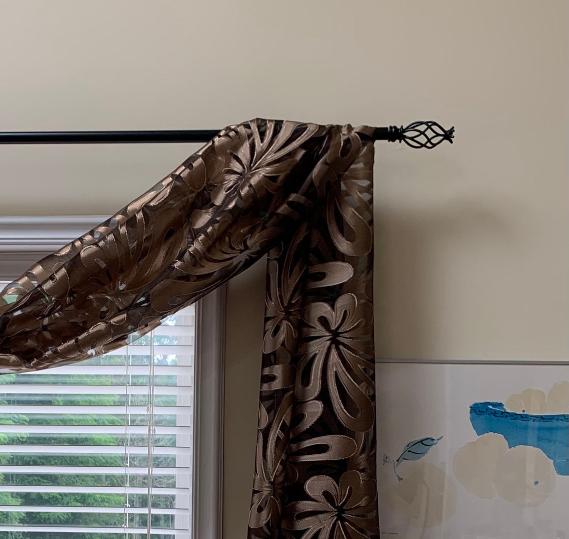 Home Decor Embossed Metallic Sheer Scarf Valance holiday - Etsy