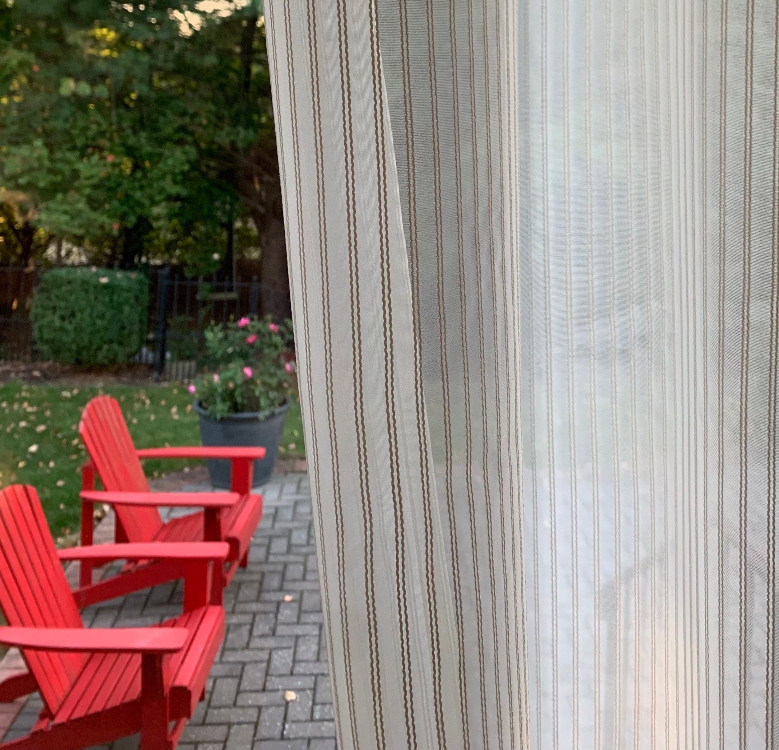 Sheer Fabric Decor Window Curtains, Stripe Sheer Curtains Metallic ...