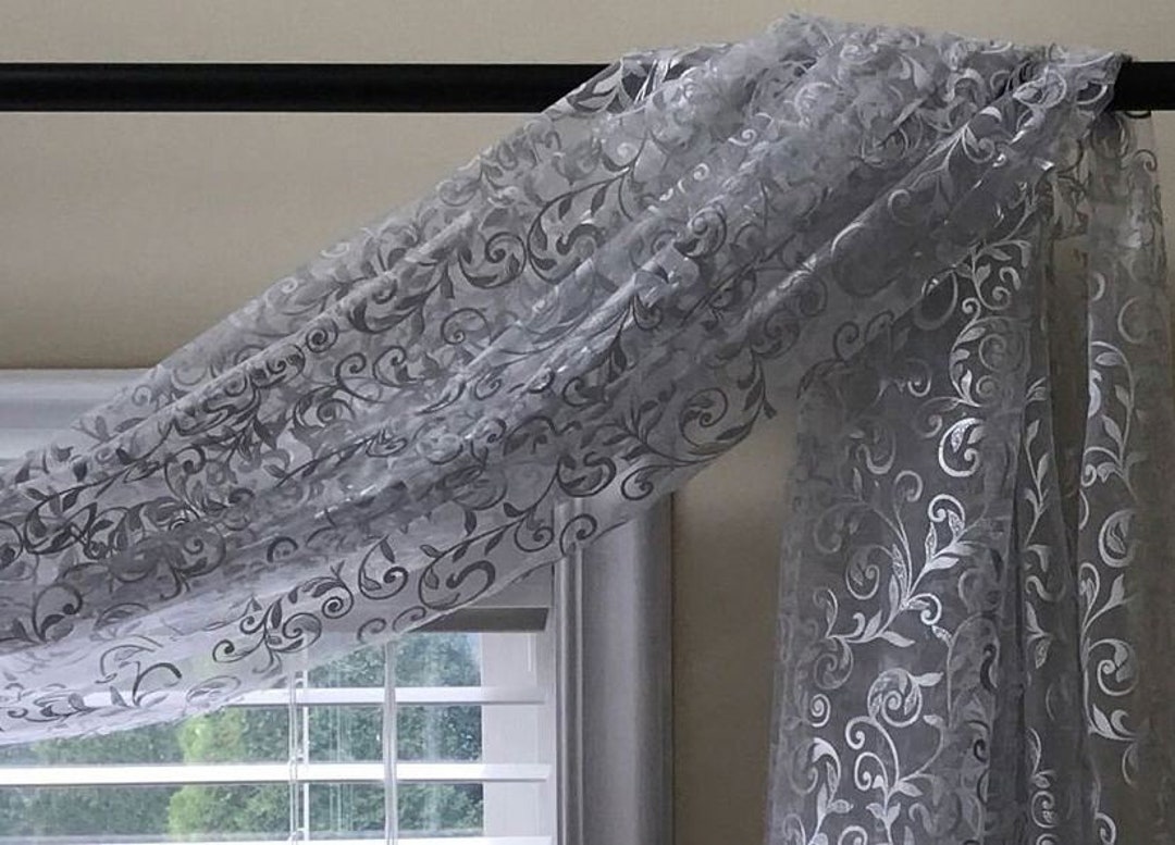 Home Decor Embossed Metallic Sheer Scarf Valance holiday Decor ...