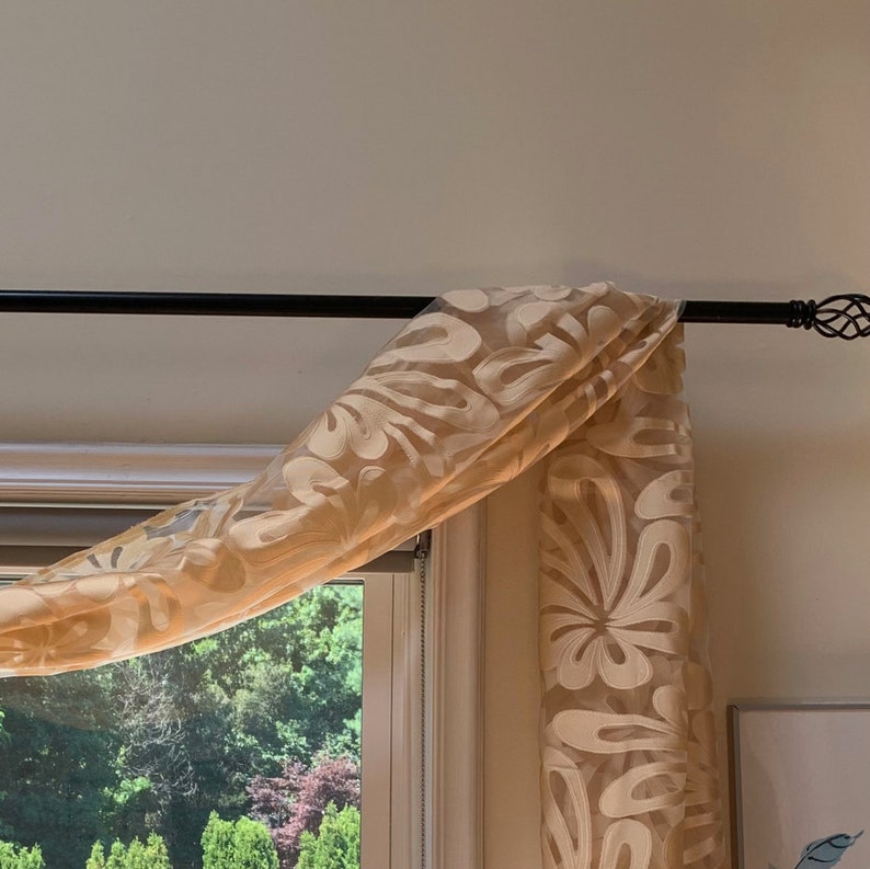 Home Decor Embossed Metallic Sheer Scarf Valance holiday - Etsy