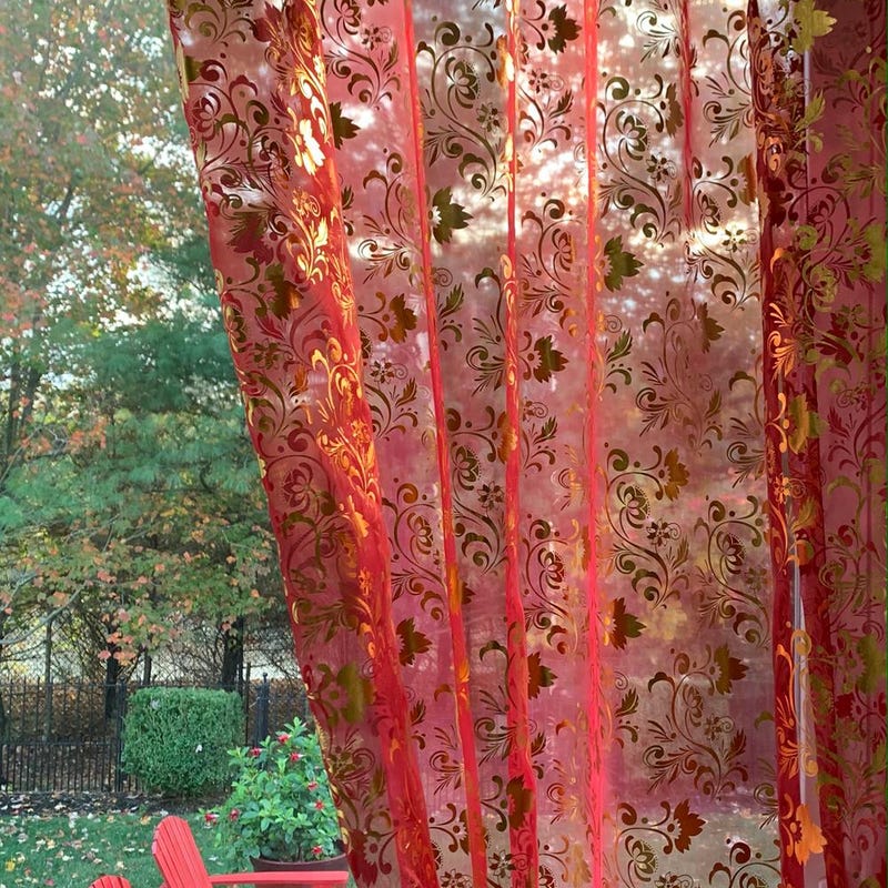 Curtains Sheer Red Gold - Etsy