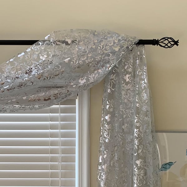 Sheer Floral Curtain Scarf - Etsy
