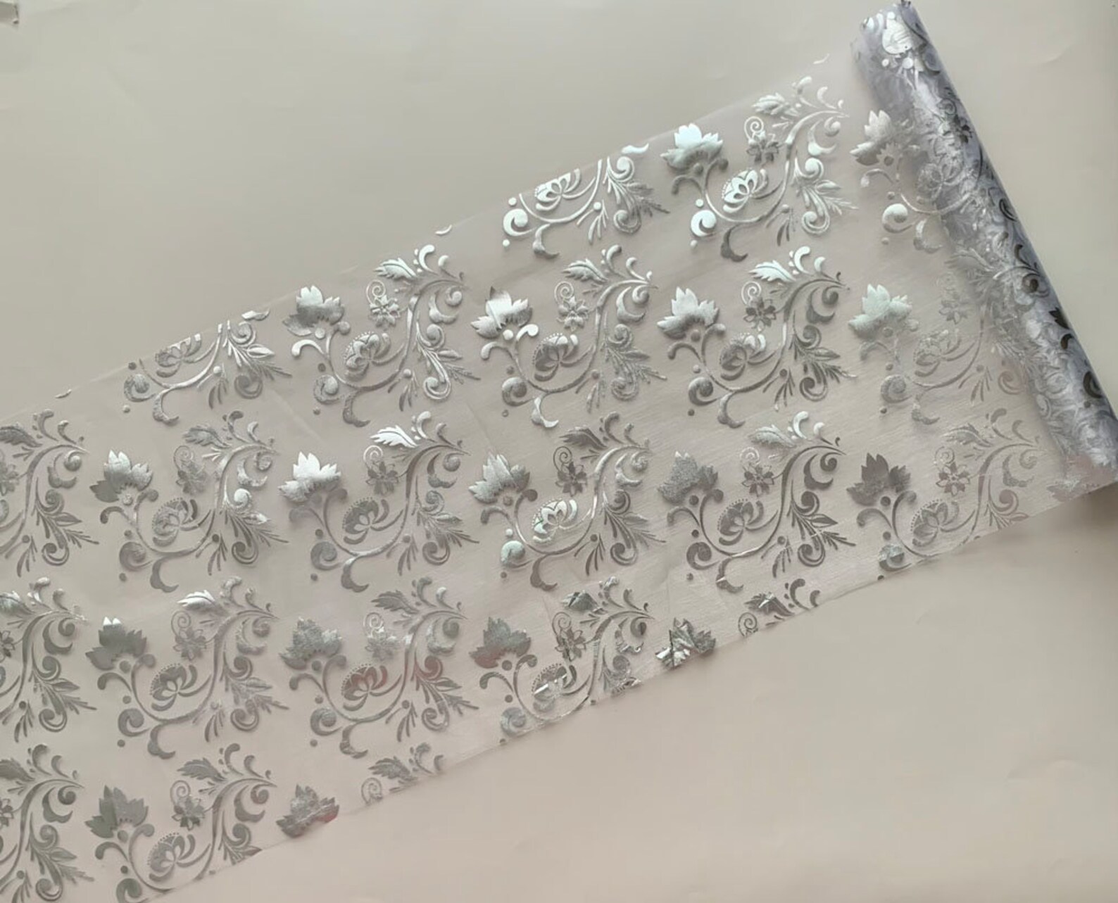 Table Runner Metallic Gold & Silver Leaf Organza Sheer Table - Etsy