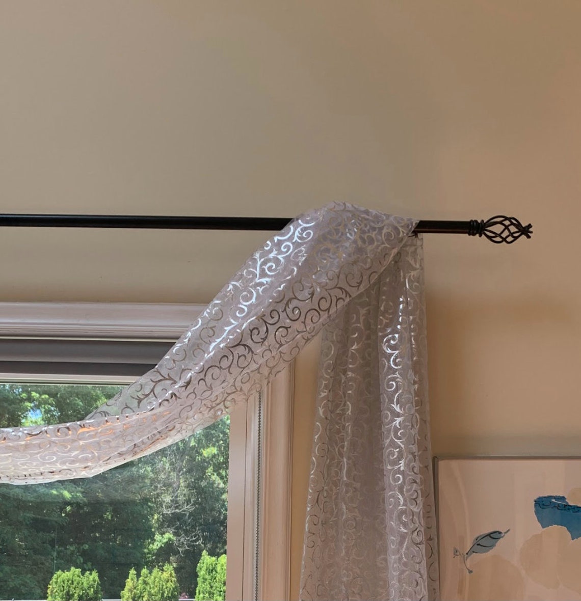 Home Decor Embossed Metallic Sheer Scarf Valance holiday - Etsy