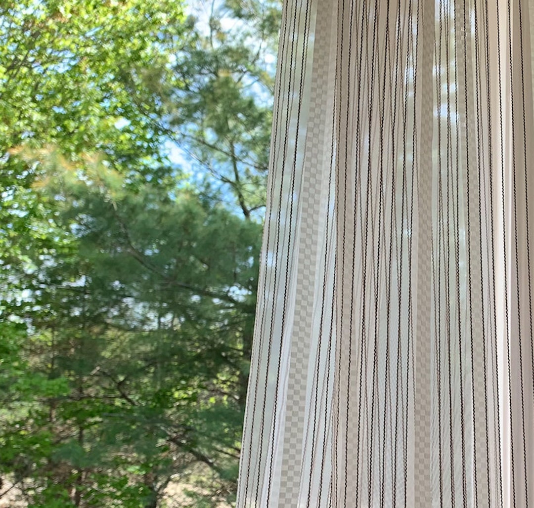 Sheer Fabric Decor Window Curtains, Stripe Sheer Curtains Metallic ...