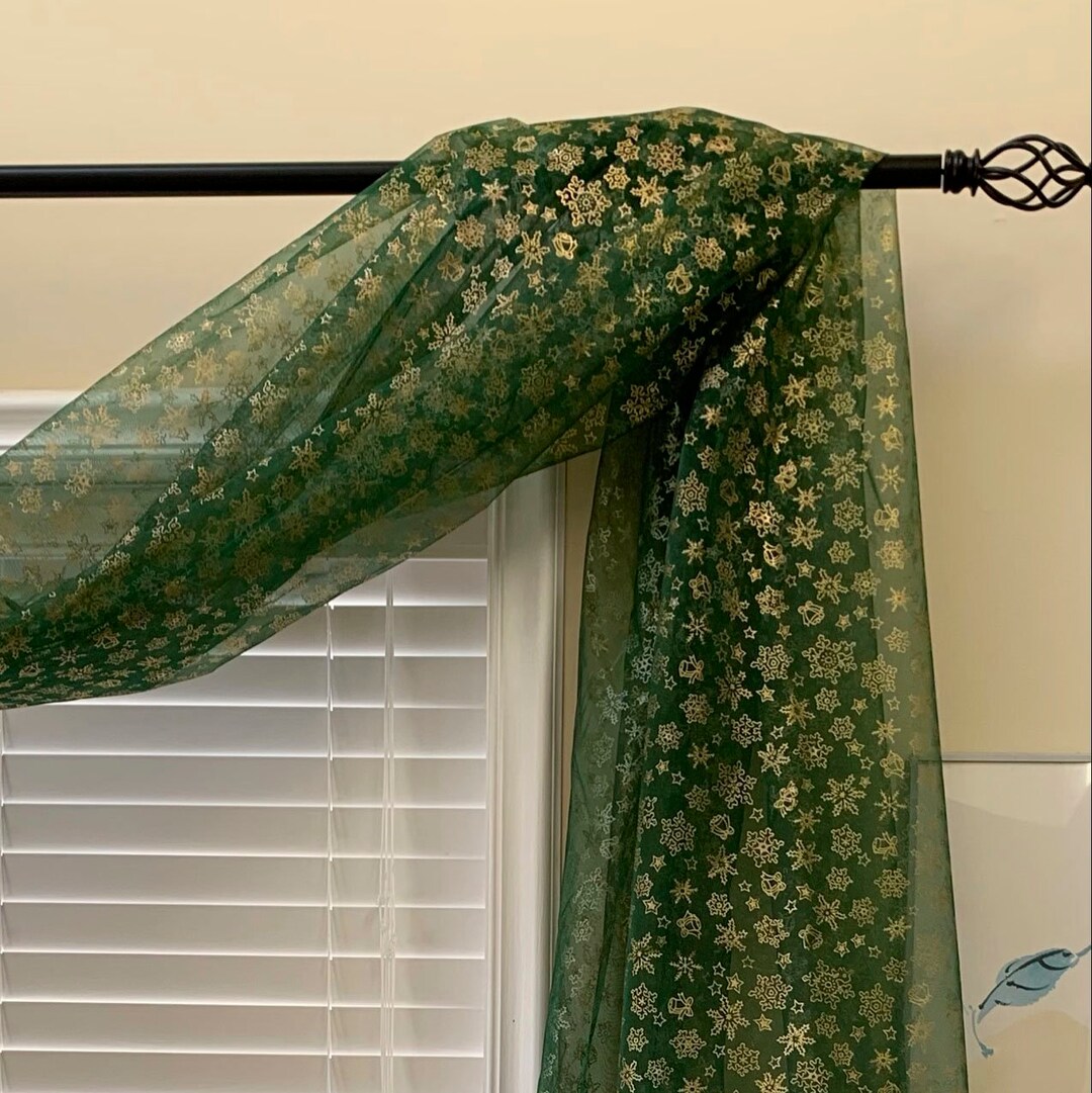 Christmas Metallic Sheer Fabric Decor Window Scarves, Geometry Sheer ...