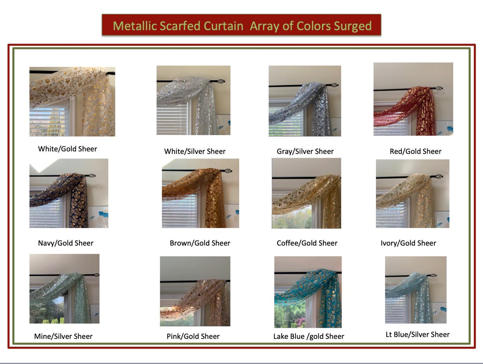 Holiday Decor Window Scarf Valance Metallic Geometry Sheer Scarf ...