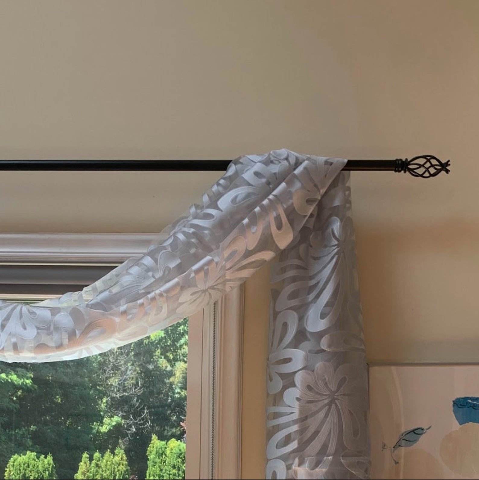 Home Decor Embossed Metallic Sheer Scarf Valance holiday - Etsy