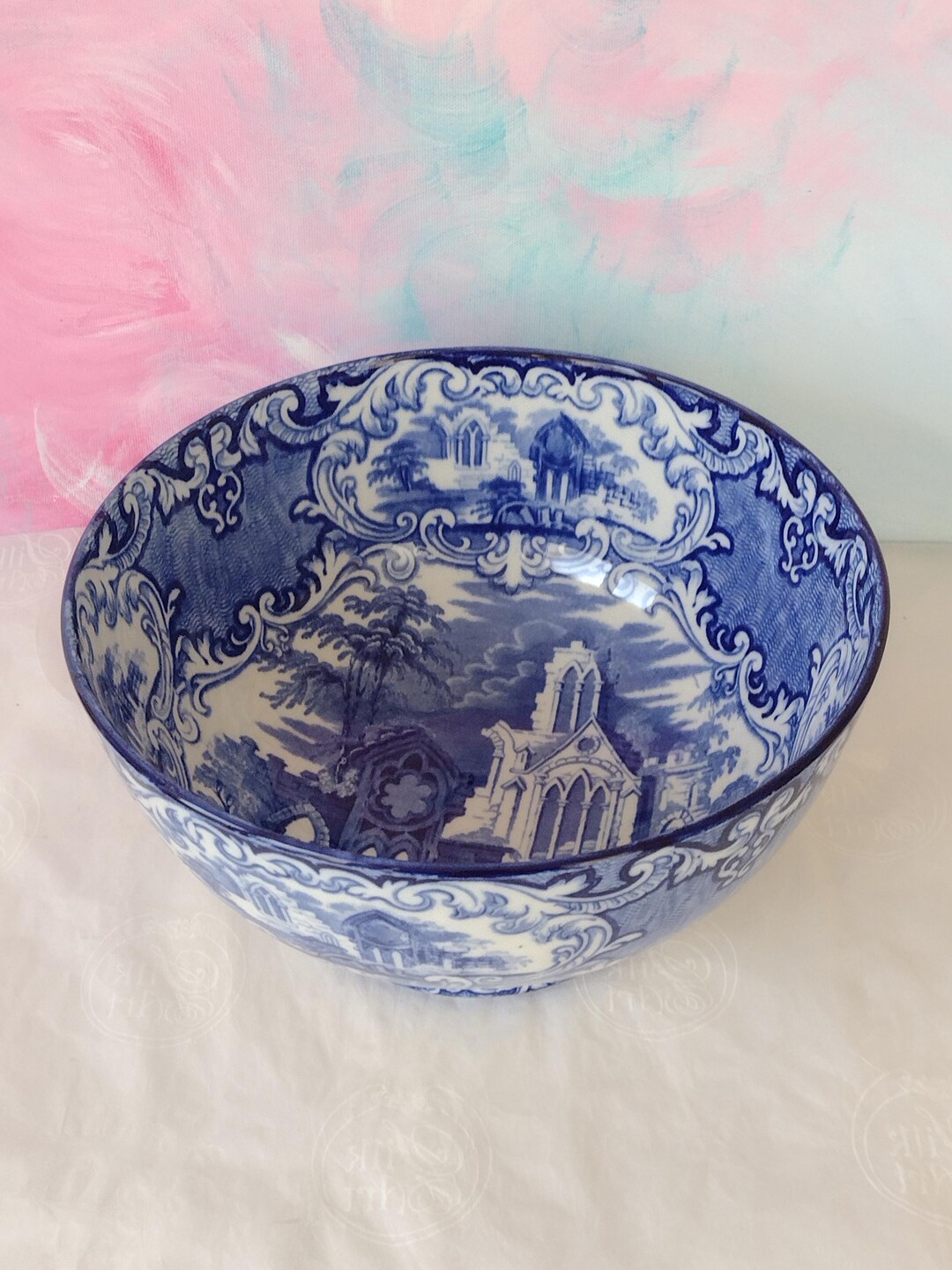 Antique Blue and White Transfer Bowl, George Jones Abbey Pattern - Etsy UK