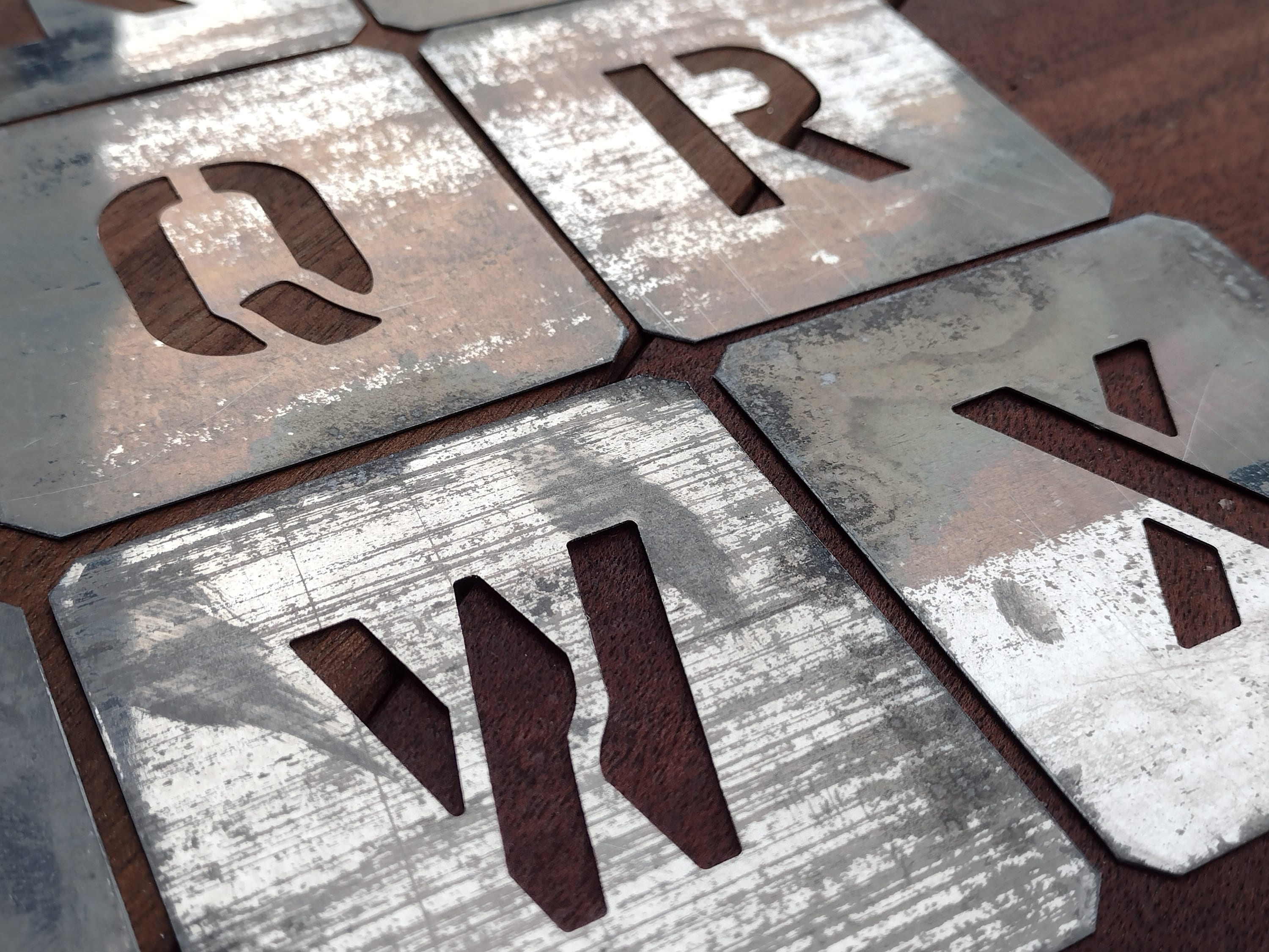 Full Set of Vintage Industrial Metal Letter Stencils Complete - Etsy