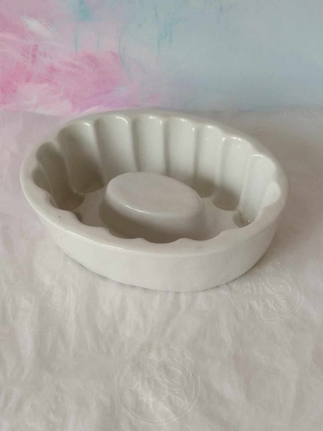 Vintage White Ironstone Jelly Mould, Oval Pudding Form, Victorian ...