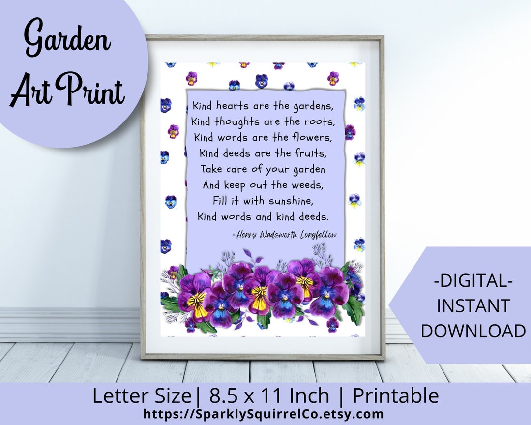 Pansy Garden Digital Art Print, Garden Quote 1, Instant PDF Download ...