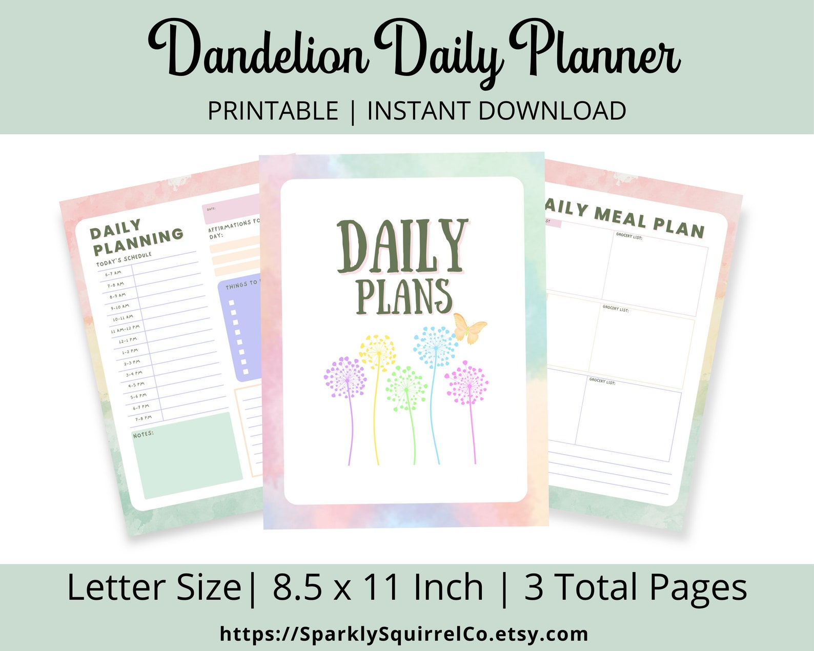 Dandelion Daily Planner, Undated, Weekly Overview, Hourly Schedule ...