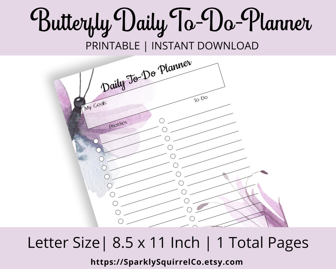 Butterfly Daily To-do Sheet, Planner Insert, Letter Size - Etsy