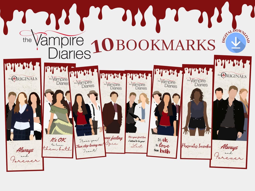 The Vampire Diaries the Originals Bookmark Set Minimalist Line Art Pop ...