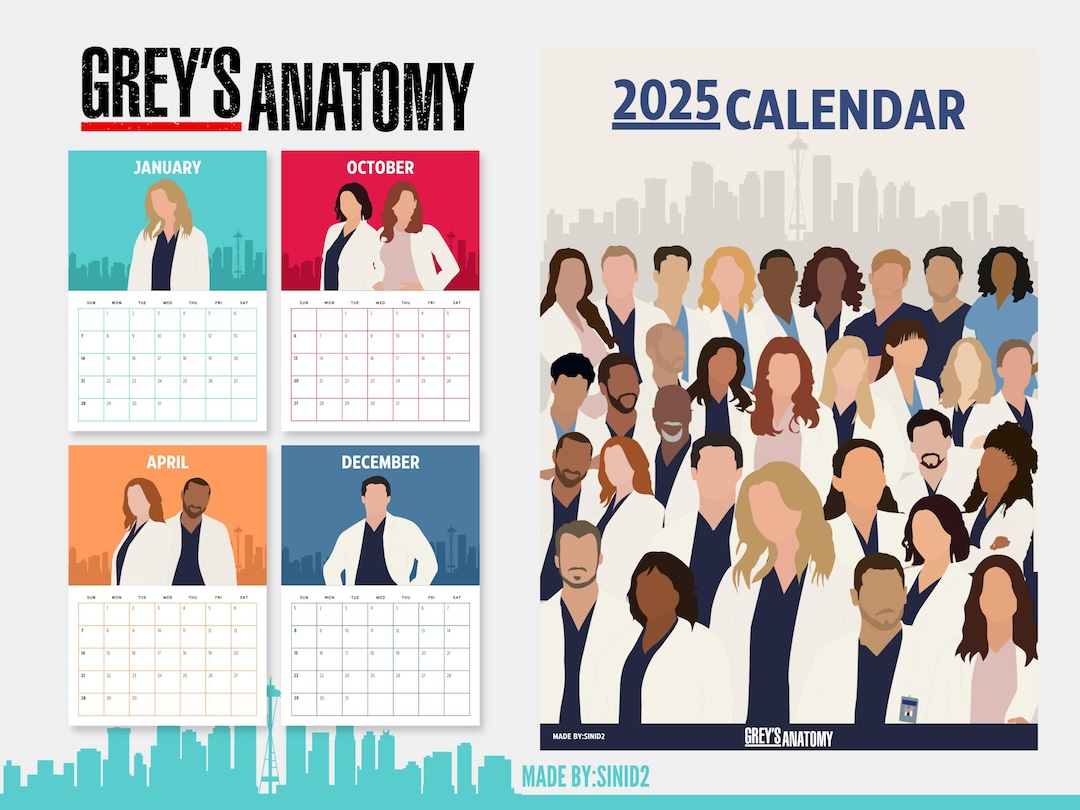 Grey's Anatomy 2025 Monthly Calendar Planner Journal Minimalist ...