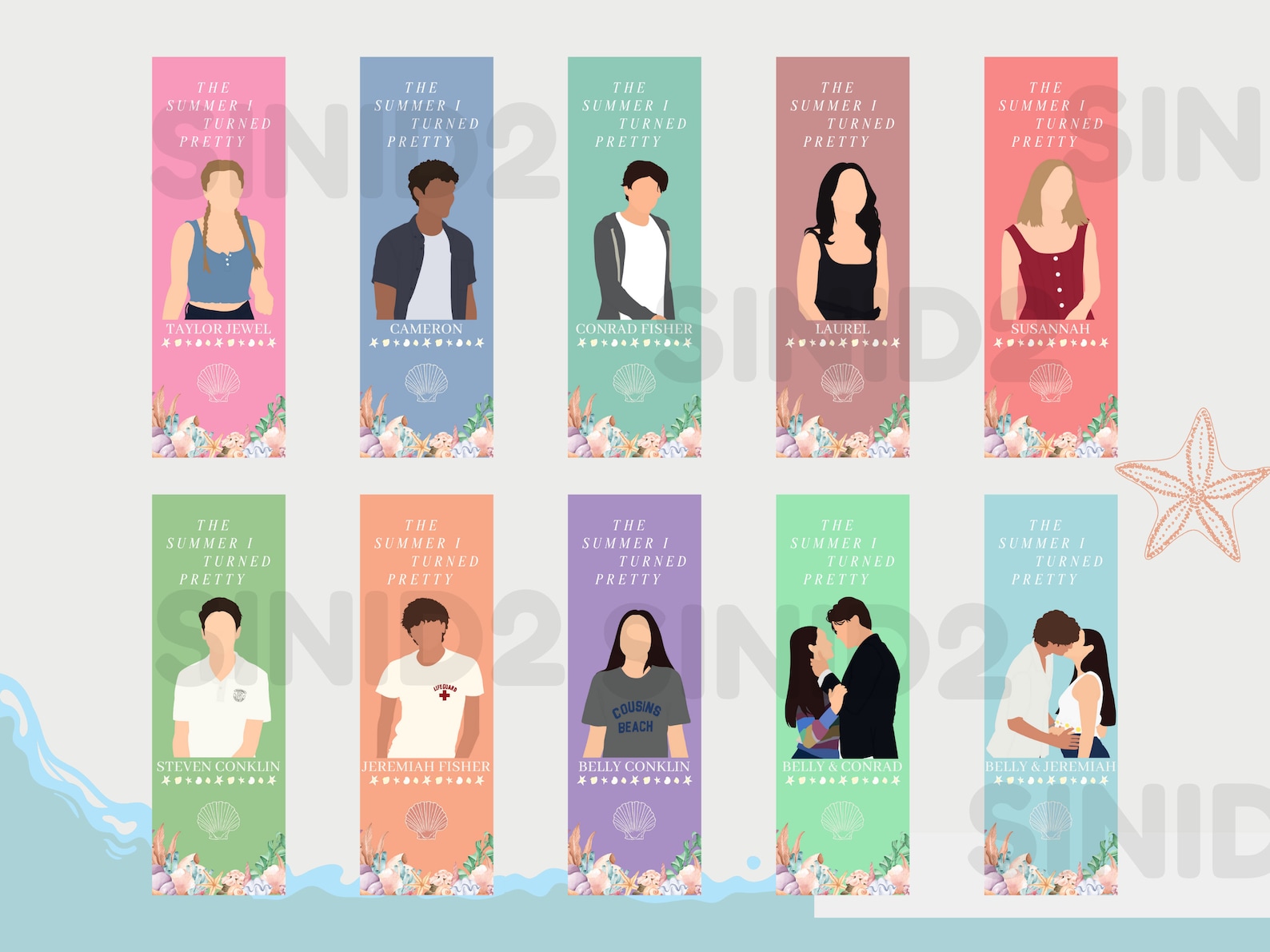 The Summer I Turned Pretty Bookmark Gift Set Minimalist Line Art Pop ...