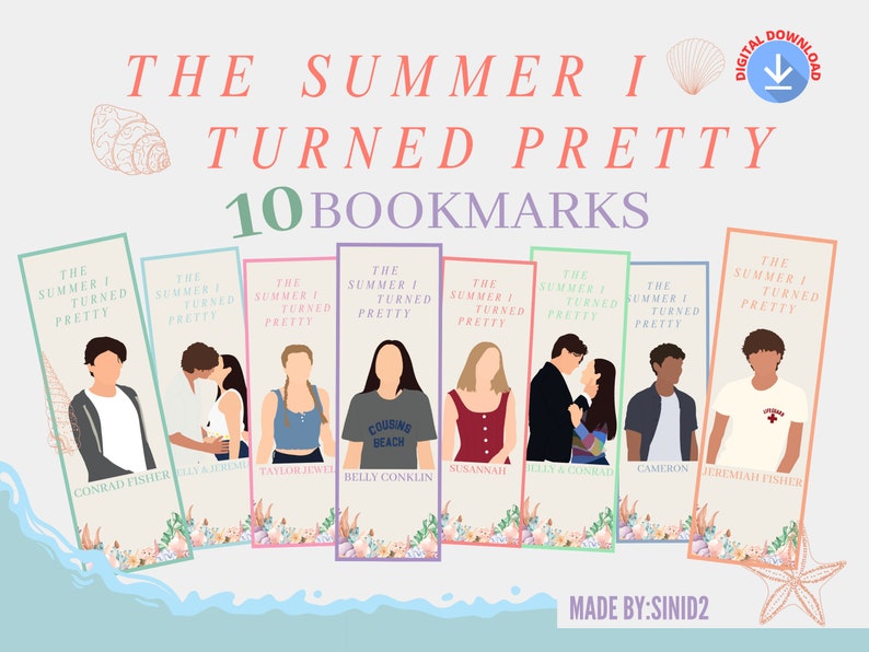 The Summer I Turned Pretty Bookmark Set Minimalist Line Art Pop Poster ...