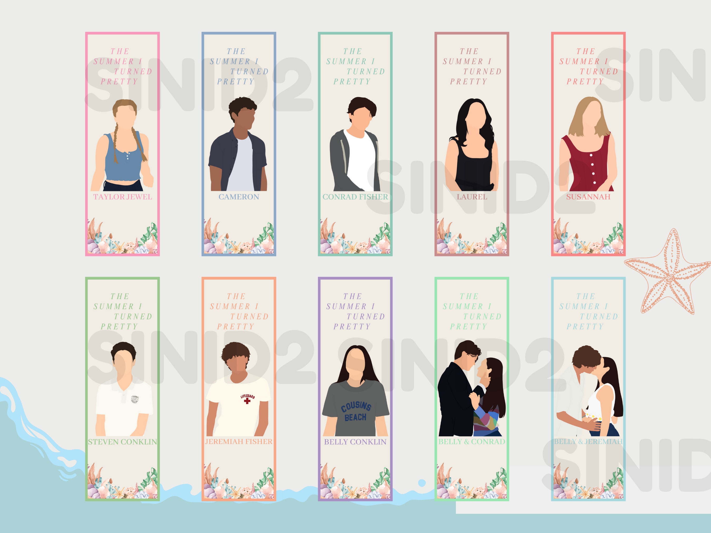 The Summer I Turned Pretty Gift Bookmark Set Minimalist Line Art Pop ...
