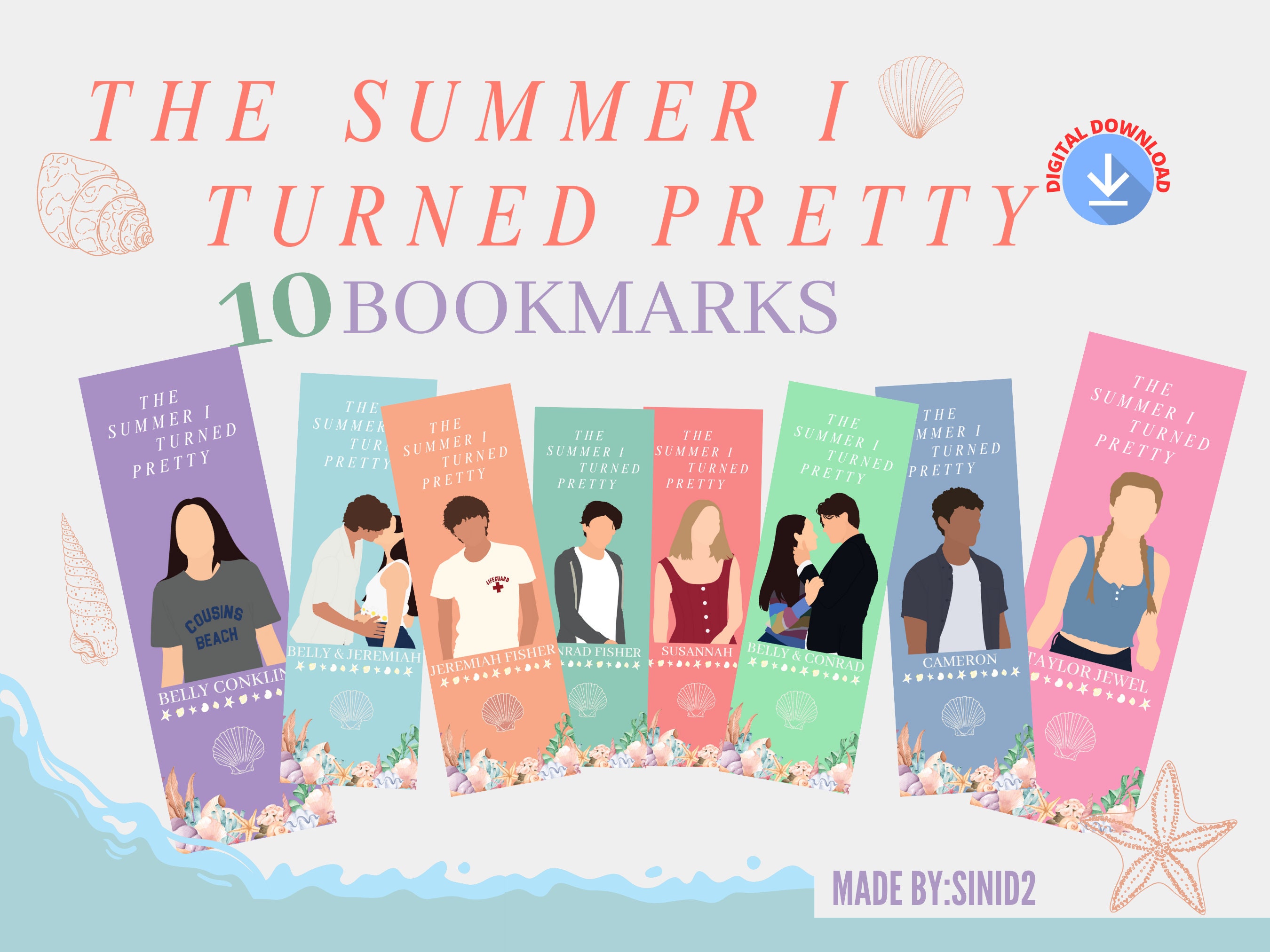 The Summer I Turned Pretty Bookmark Gift Set Minimalist Line Art Pop ...