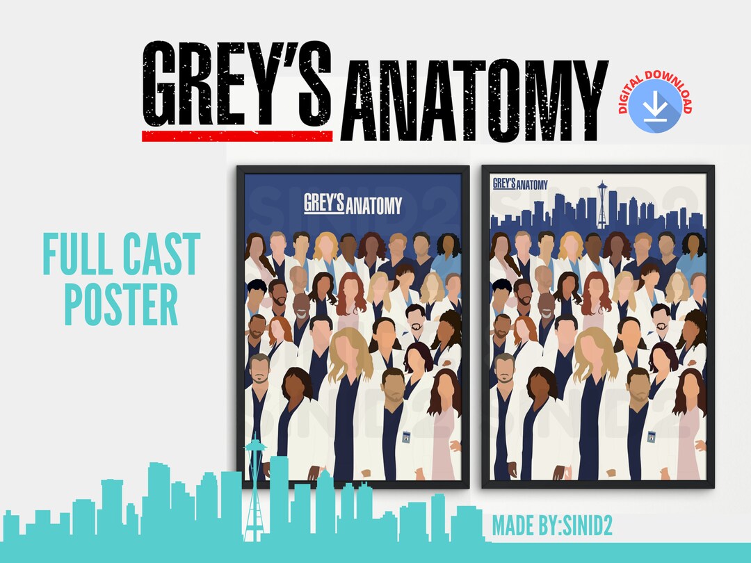 Grey's Anatomy Full Cast Minimalist Line Art Pop Poster downloadable - Etsy