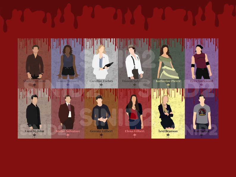 Vampire Diaries Minimalist Poster Set Printable Art With 13 Main ...