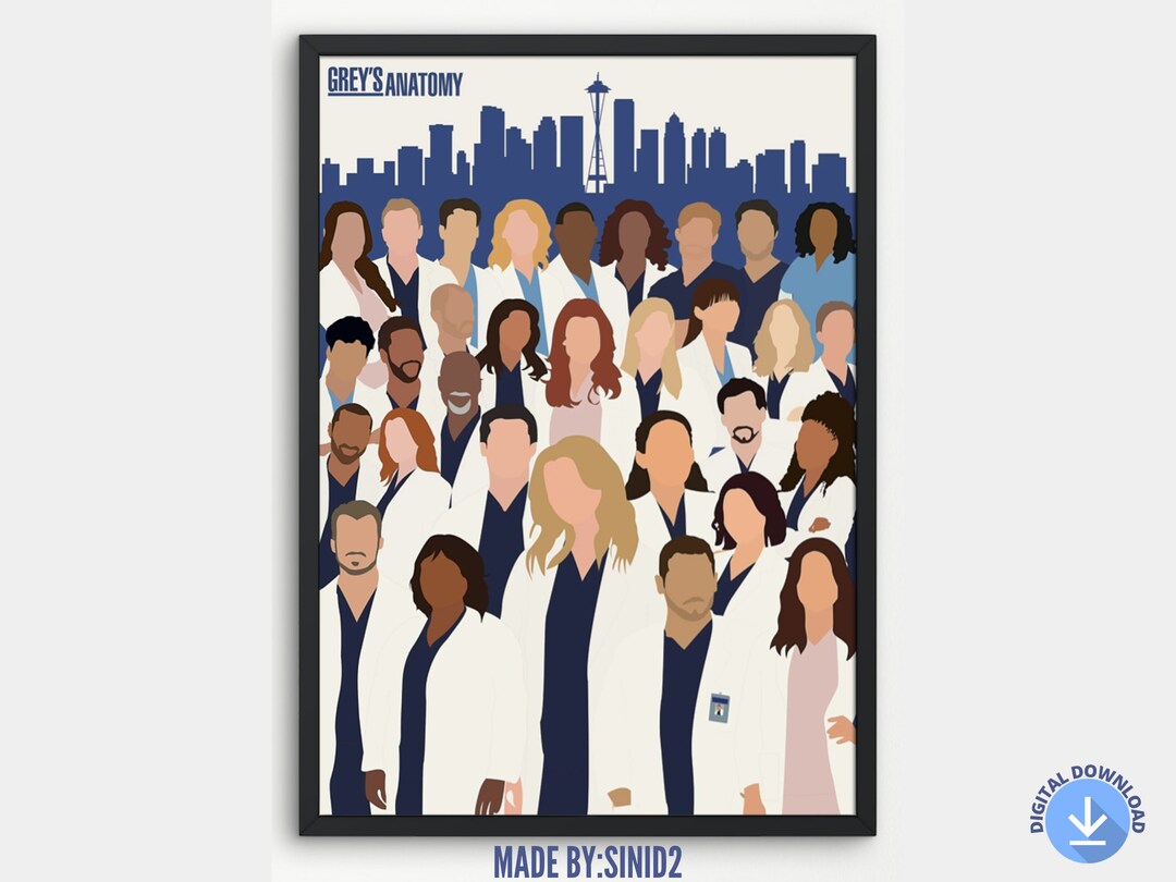 Grey's Anatomy Full Cast Minimalist Line Art Pop Poster (downloadable ...