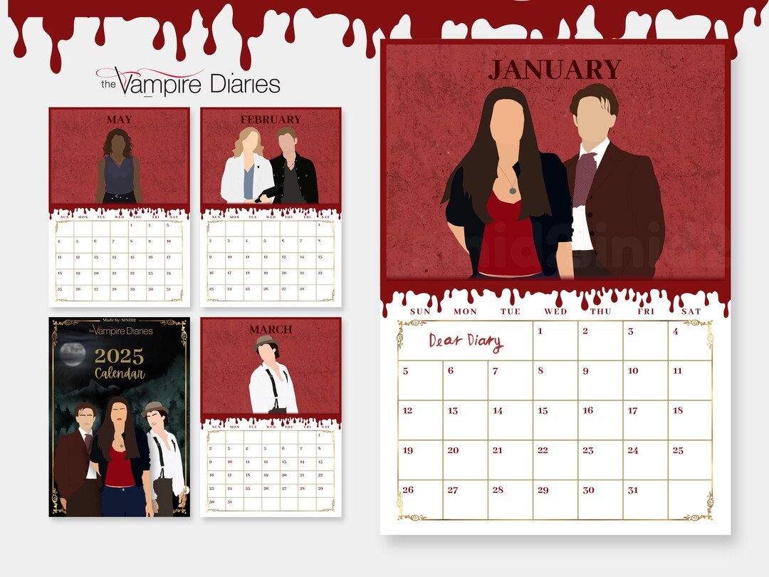 The Vampire Diaries the Originals TVD 2025 Monthly Calendar Planner ...