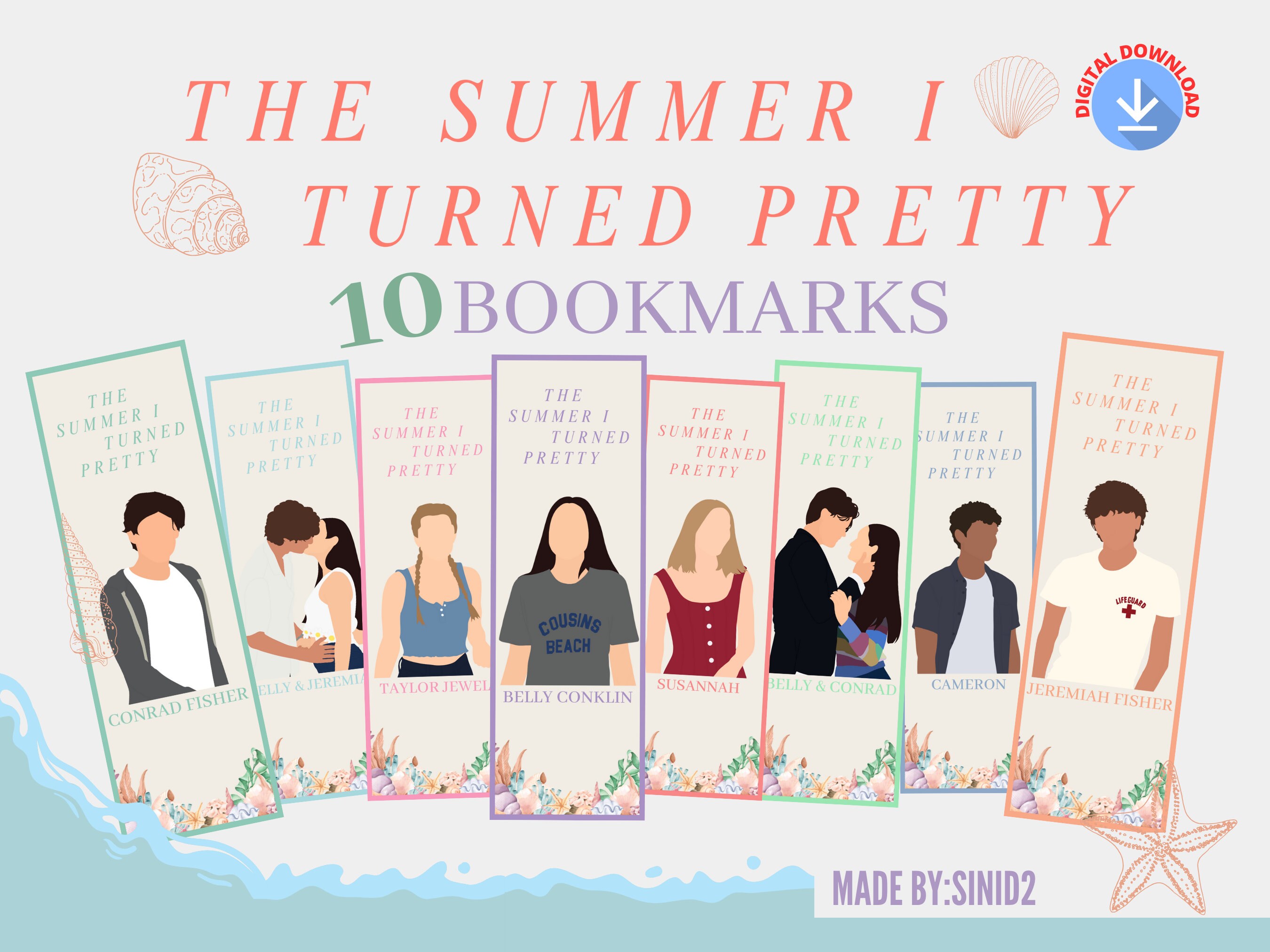 The Summer I Turned Pretty Gift Bookmark Set Minimalist Line Art Pop ...