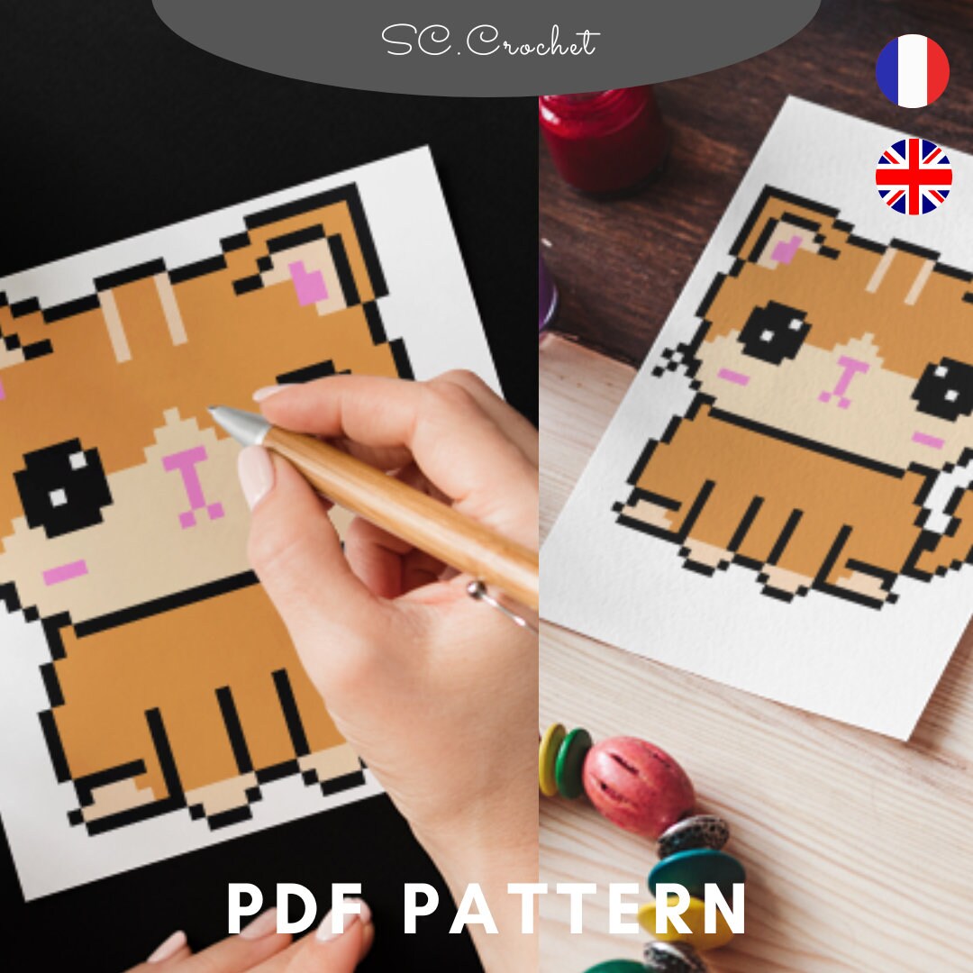 Crochet Pattern Pixel Art Orange Cat With Instructions Grid - Etsy