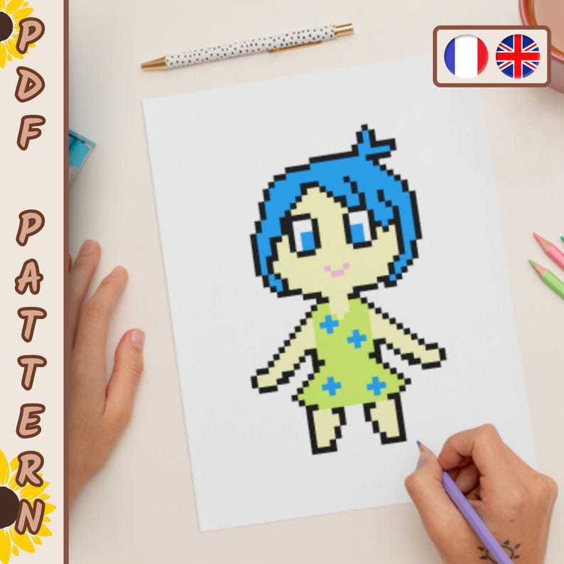 Pixel Art Crochet Pattern Double-sided Joyful Design, Instant Download ...