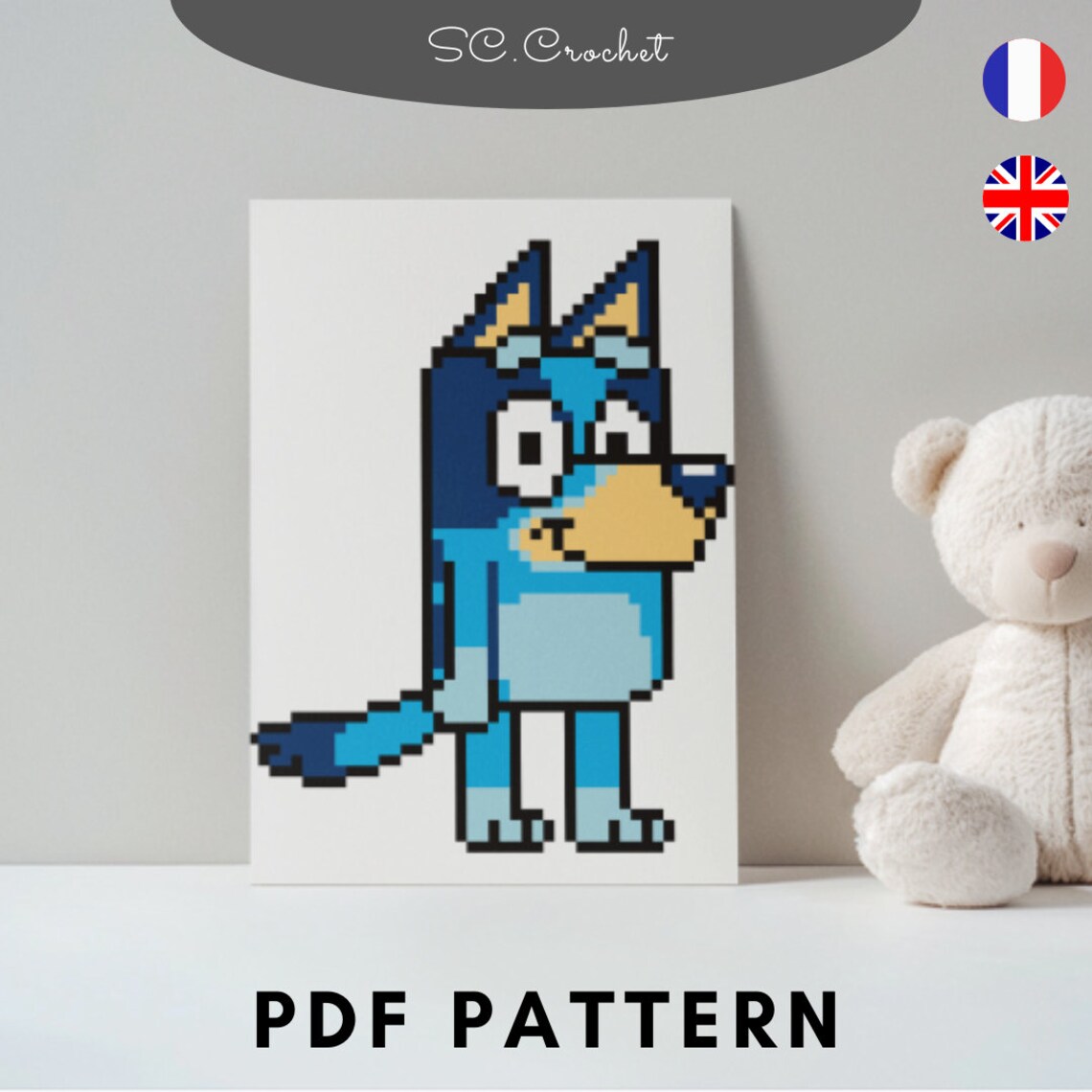 PDF Pattern Crochet / Knit / Bluey / Pixel Art / FR /ENG - Etsy UK
