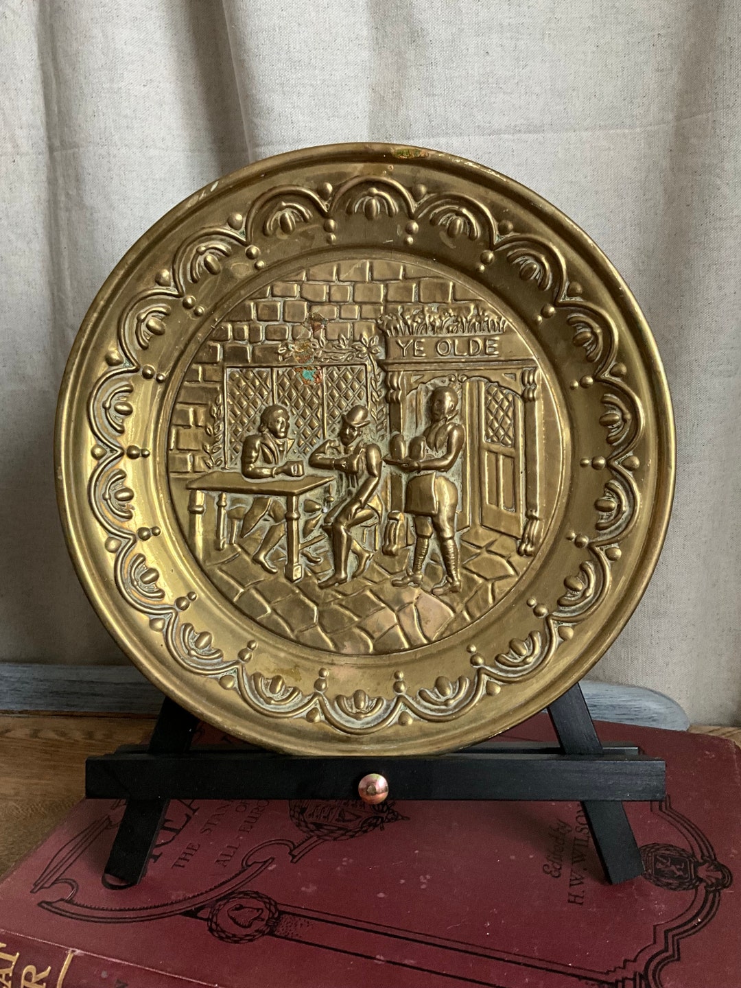 Vintage Metal Decorative Tray Plate Metal Wall Hanging Vintage Decor ...