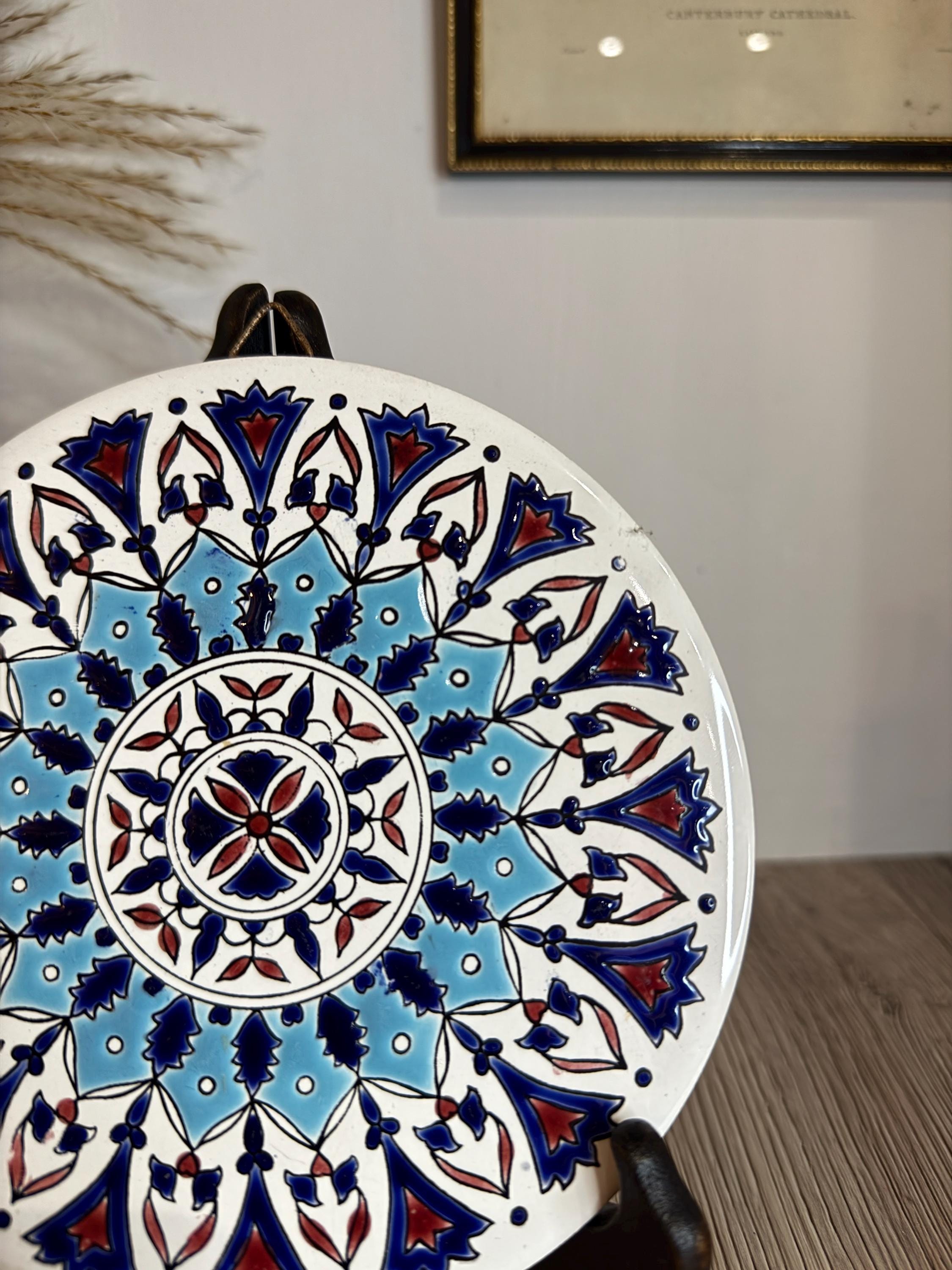 Small Blue Greek Hanging Tile | Round Circle Centrepiece Tile ...