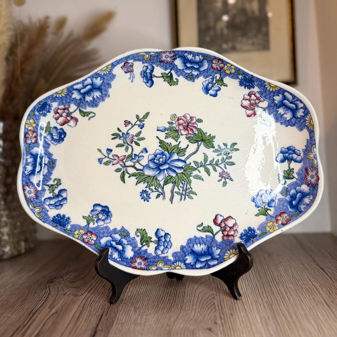 Copeland Spode Blue Floral Vintage Platter | Collectable Vintage ...