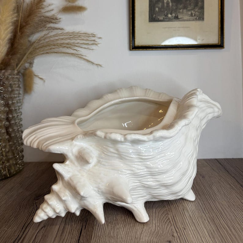Large Ceramic Shell Bowl Coastal Sea Beach Theme Decor Homeware Sea ...
