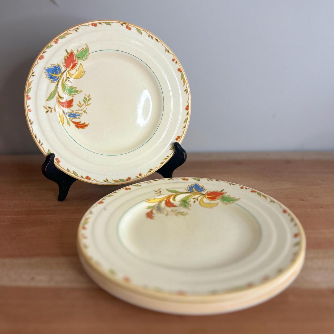 Vintage Set of 4 Grindley Geraldine Side Plates | Orange Floral ...