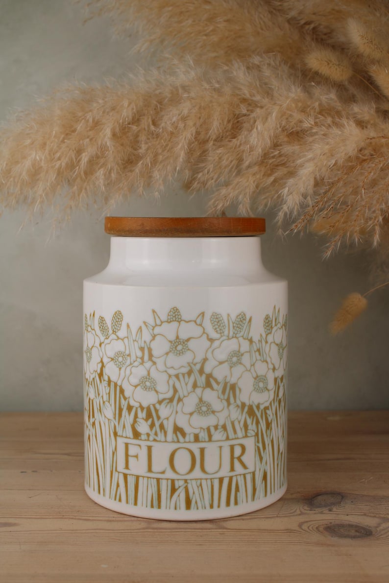 Vintage Hornsea Fleur Flour Jar | Retro Green Floral Kitchen Storage - Etsy