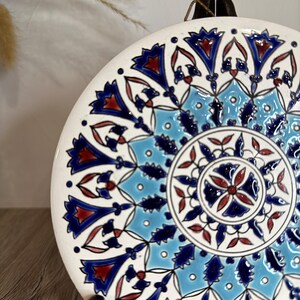 Small Blue Greek Hanging Tile | Round Circle Centrepiece Tile ...