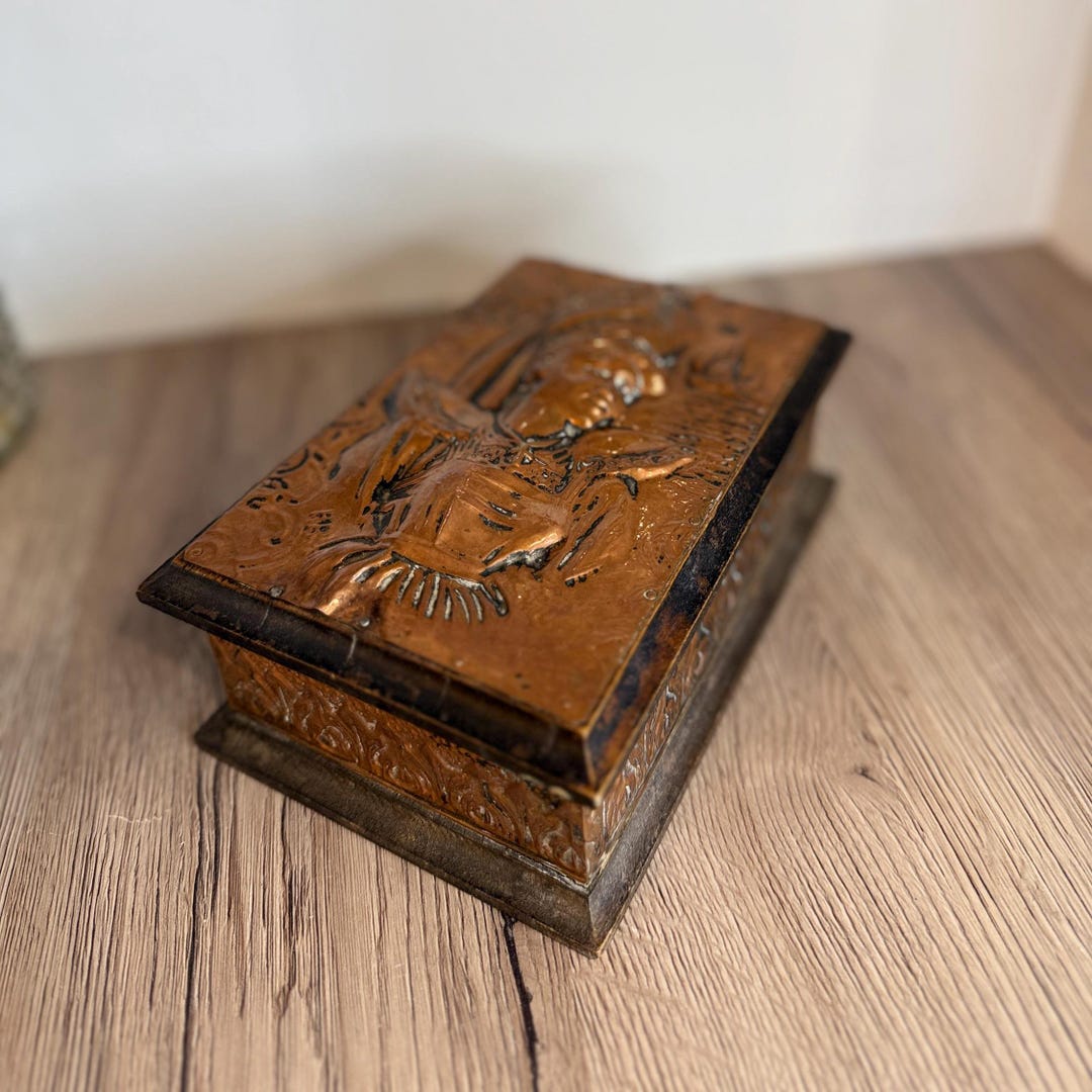 Copper and Wood Jewellery Box | Wooden Storage Trinket Box With Lid ...