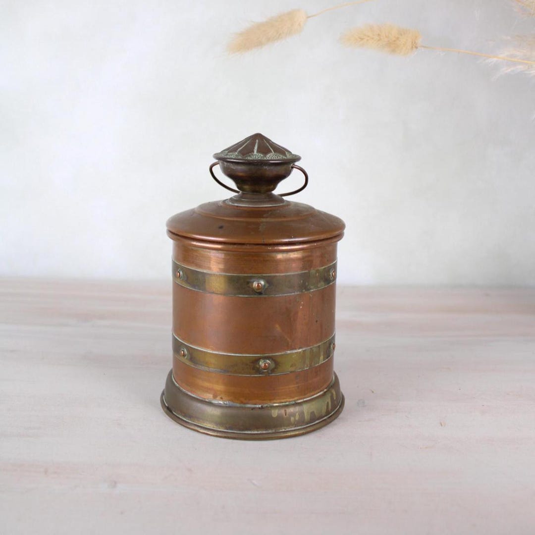 Brass and Copper Vintage Tea Caddy | Vintage Tea Storage | Cottage ...