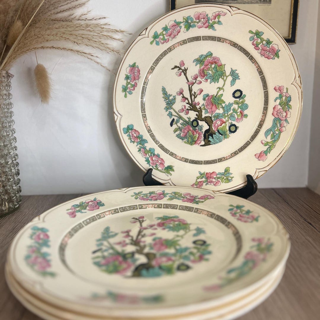 Set of 4 Morley Ware Indian Tree Large Dinner Plates | Vintage ...