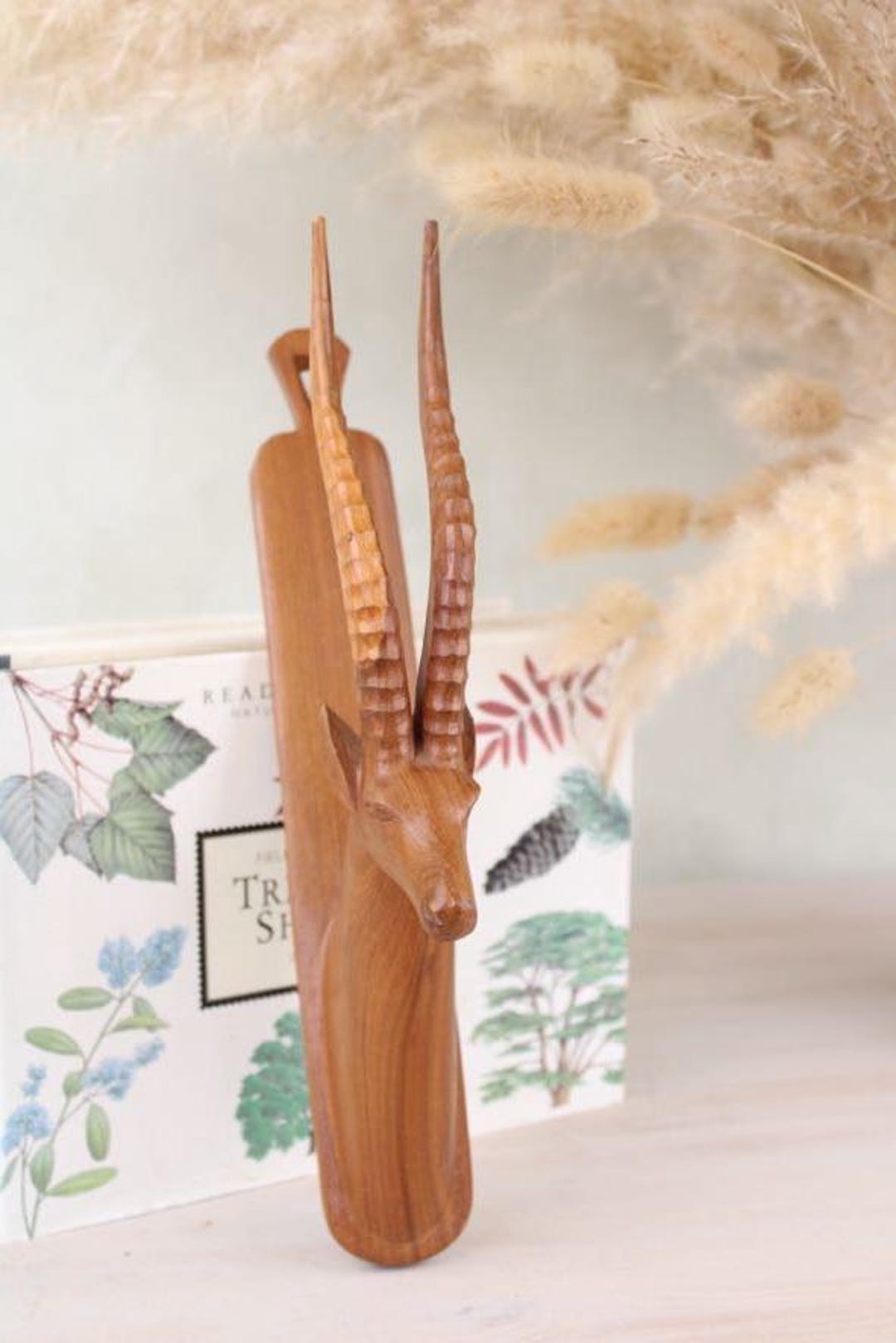 Wooden Carved Stag Head Wall Hanging | African Animal Home Decor ...