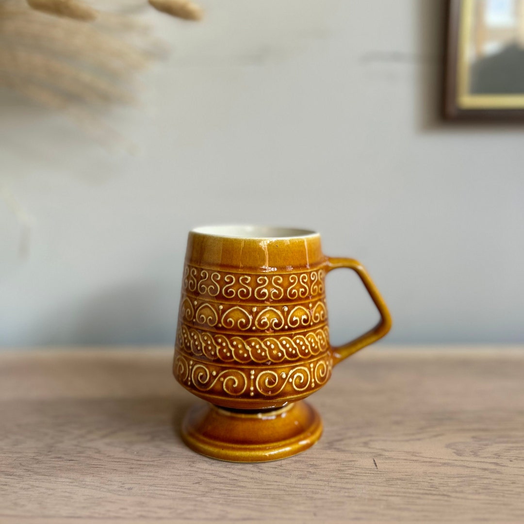 Vintage Majolica Mug in Rust | Vintage Coffee Cup | Retro Planter ...