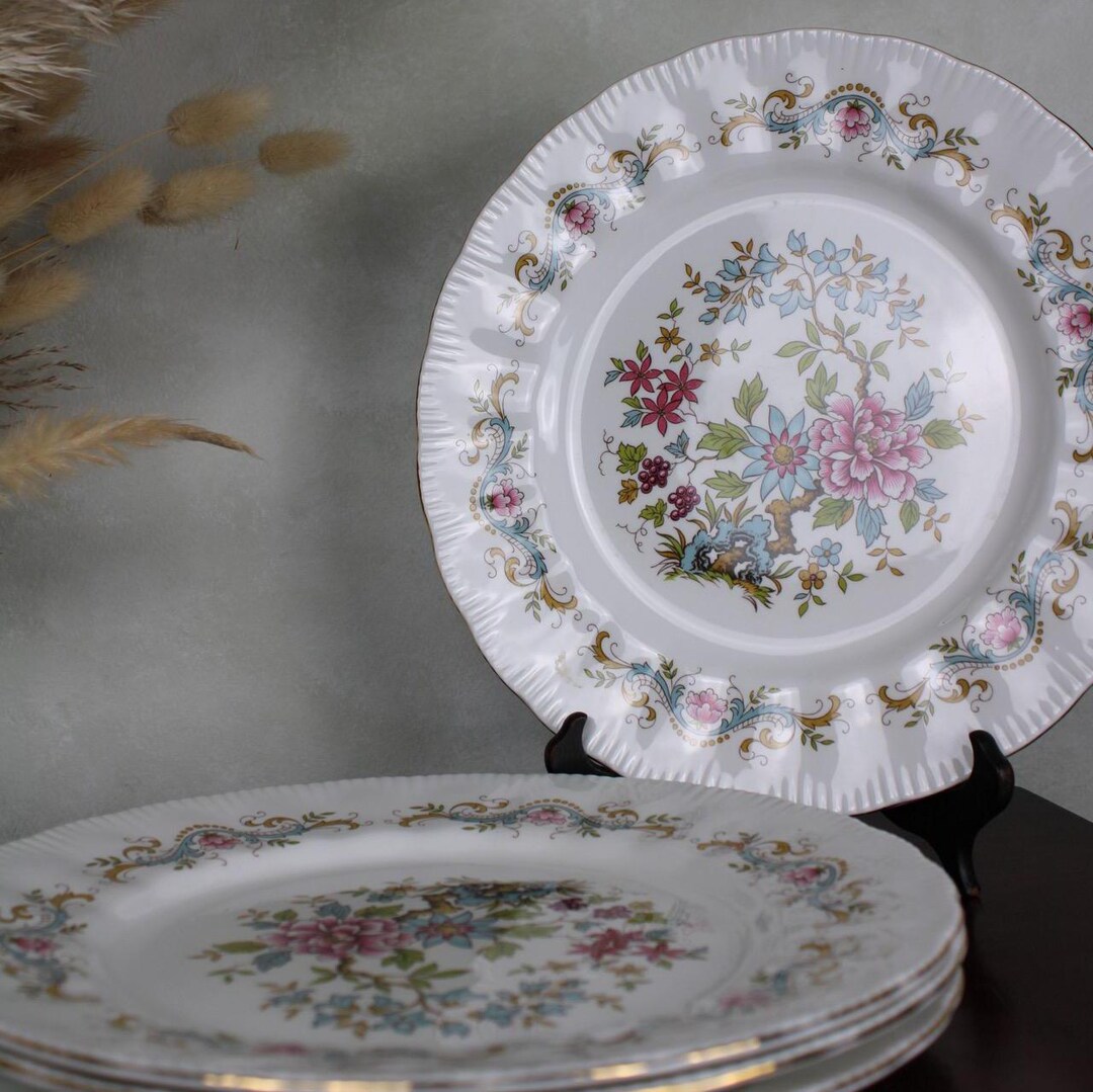 Set of 4 Royal Standard Mandarin Dinner Plates | Vintage Floral ...
