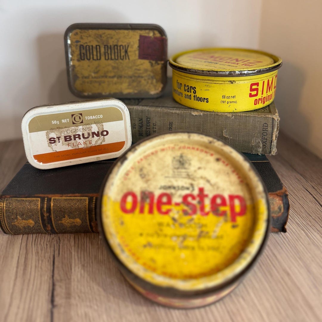 Set of Vintage Storage Tins | Retro Tobacco Tins Wax Tins | Vintage ...