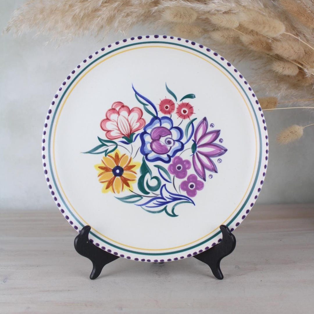 Vintage Poole Pottery Plate | Colorful Floral Design, Kitchen Decor - Etsy